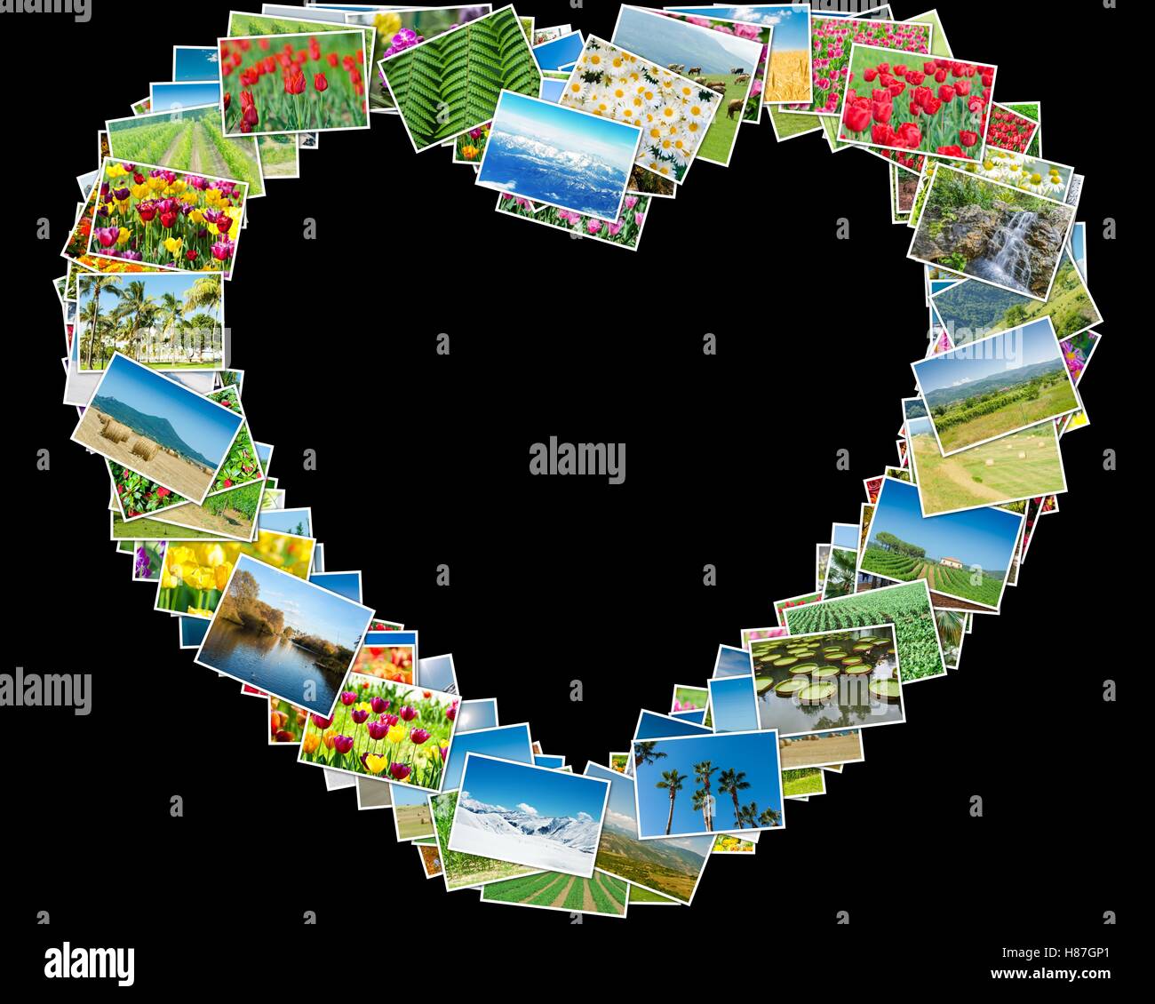 Various nature photos arranged in heart frame Stock Photo - Alamy