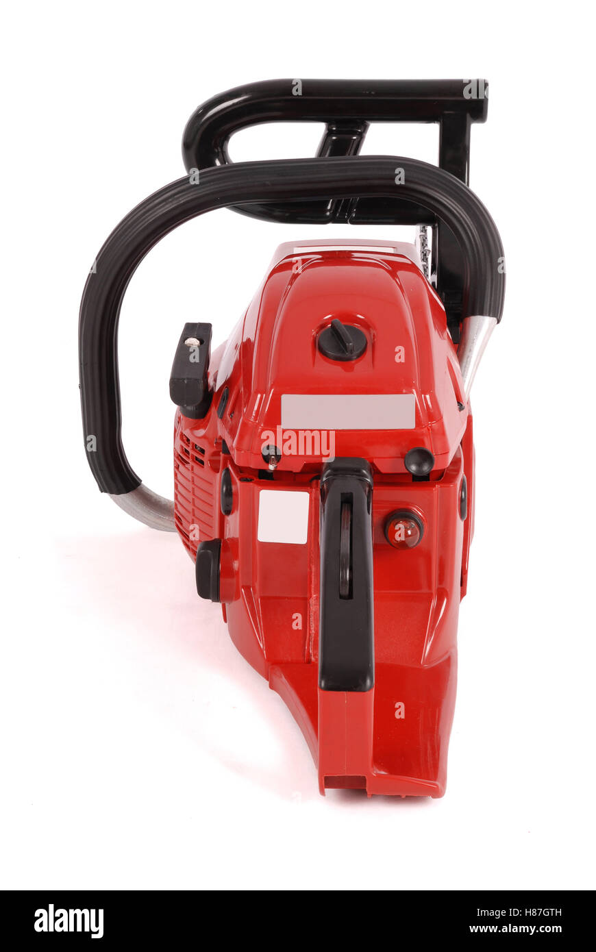 Red professional chainsaw isolated on white background Stock Photo - Alamy