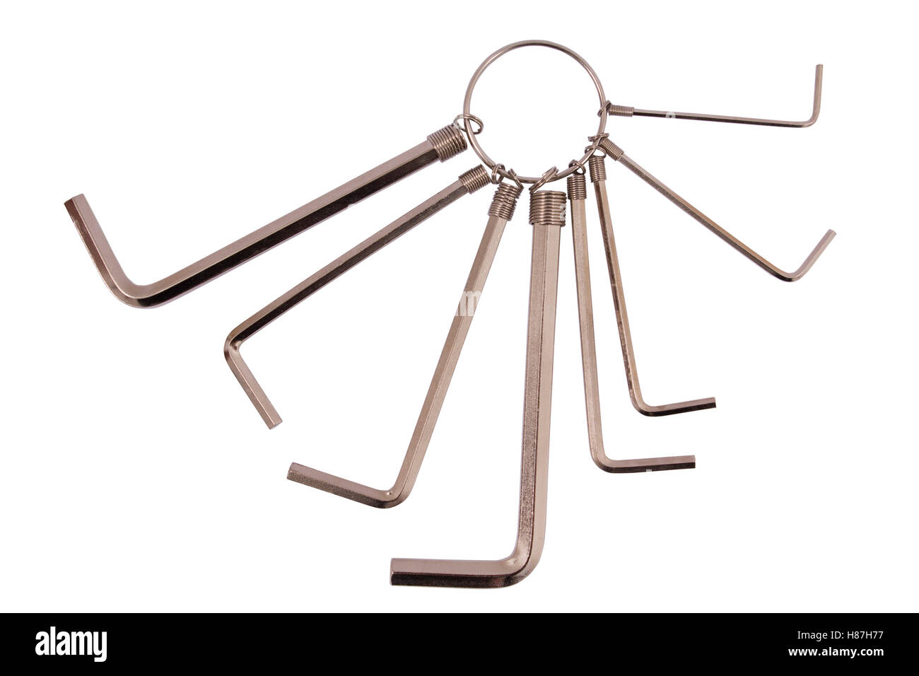 Hex key set isolated on white background. Closeup with clipping path ...