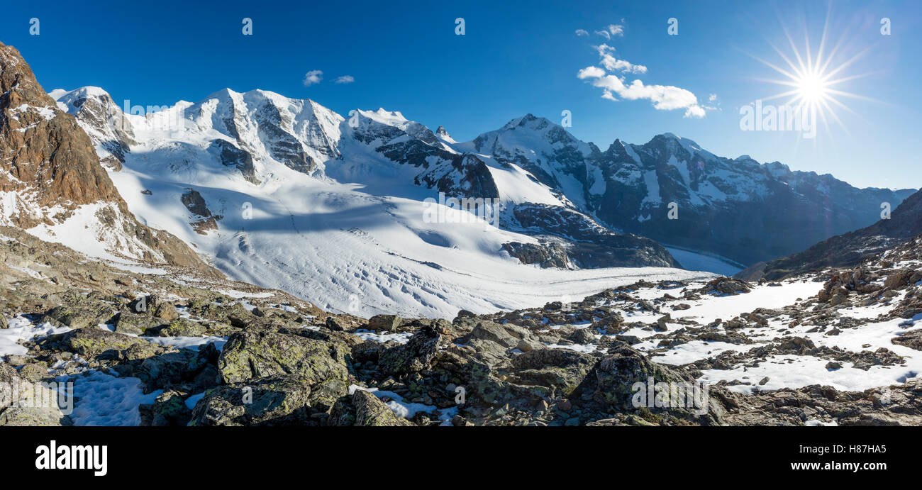 Piz Palu and Piz Bernina from Diavolezza, Bernina Alps, Graubunden ...