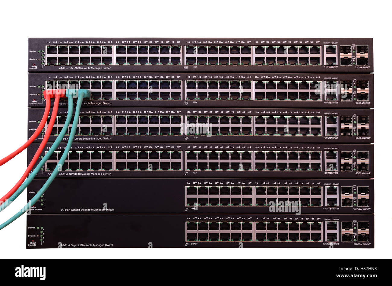 Closeup photo of router with connected network cables Stock Photo - Alamy