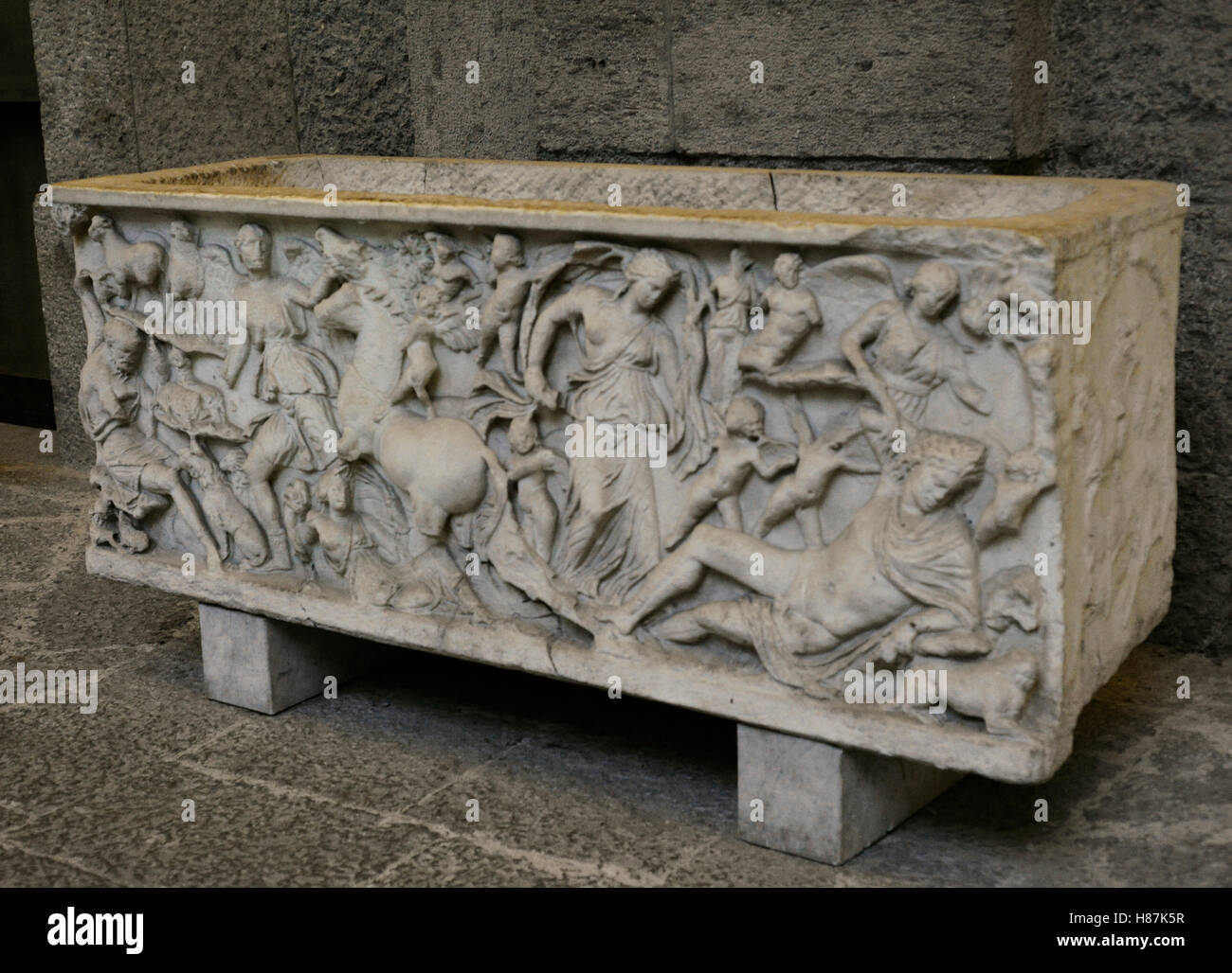 Marble Sarcophagus With The Myth Of Selene And Endymion Stock Photos ...