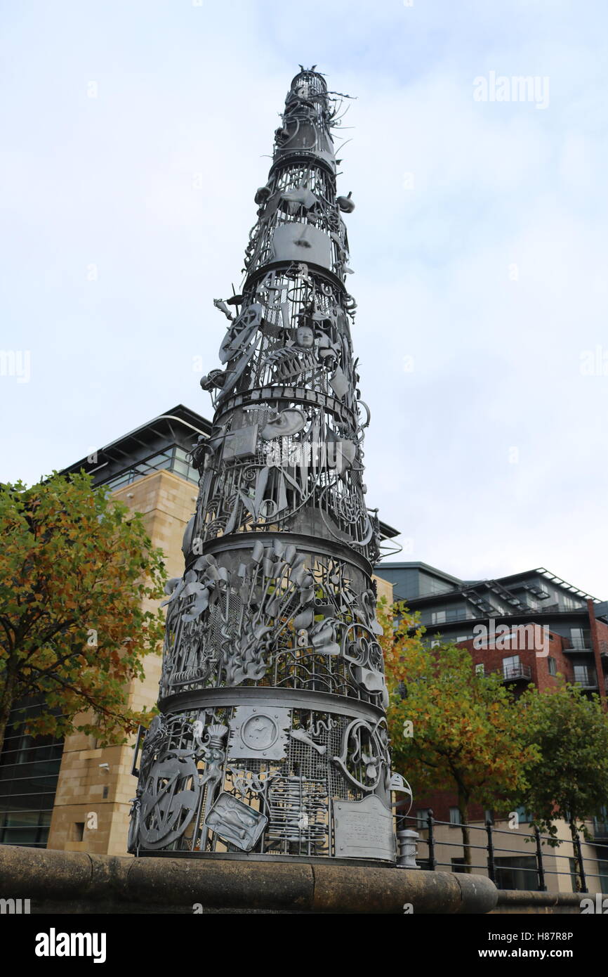 The Blacksmiths Needle monument on the banks of the Tyne at Newcastle ...
