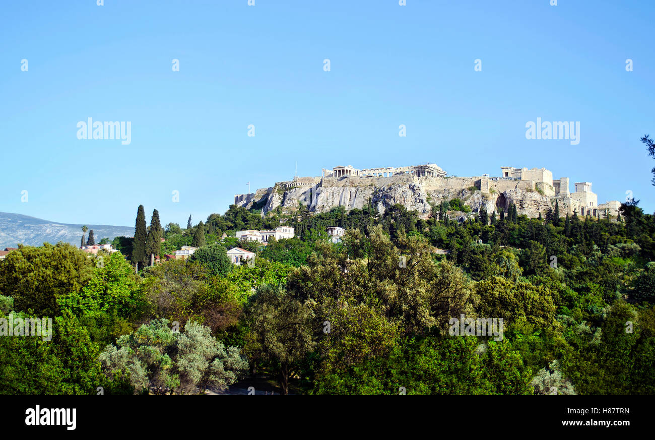 Acropolis view in Athens Greece Stock Photo - Alamy