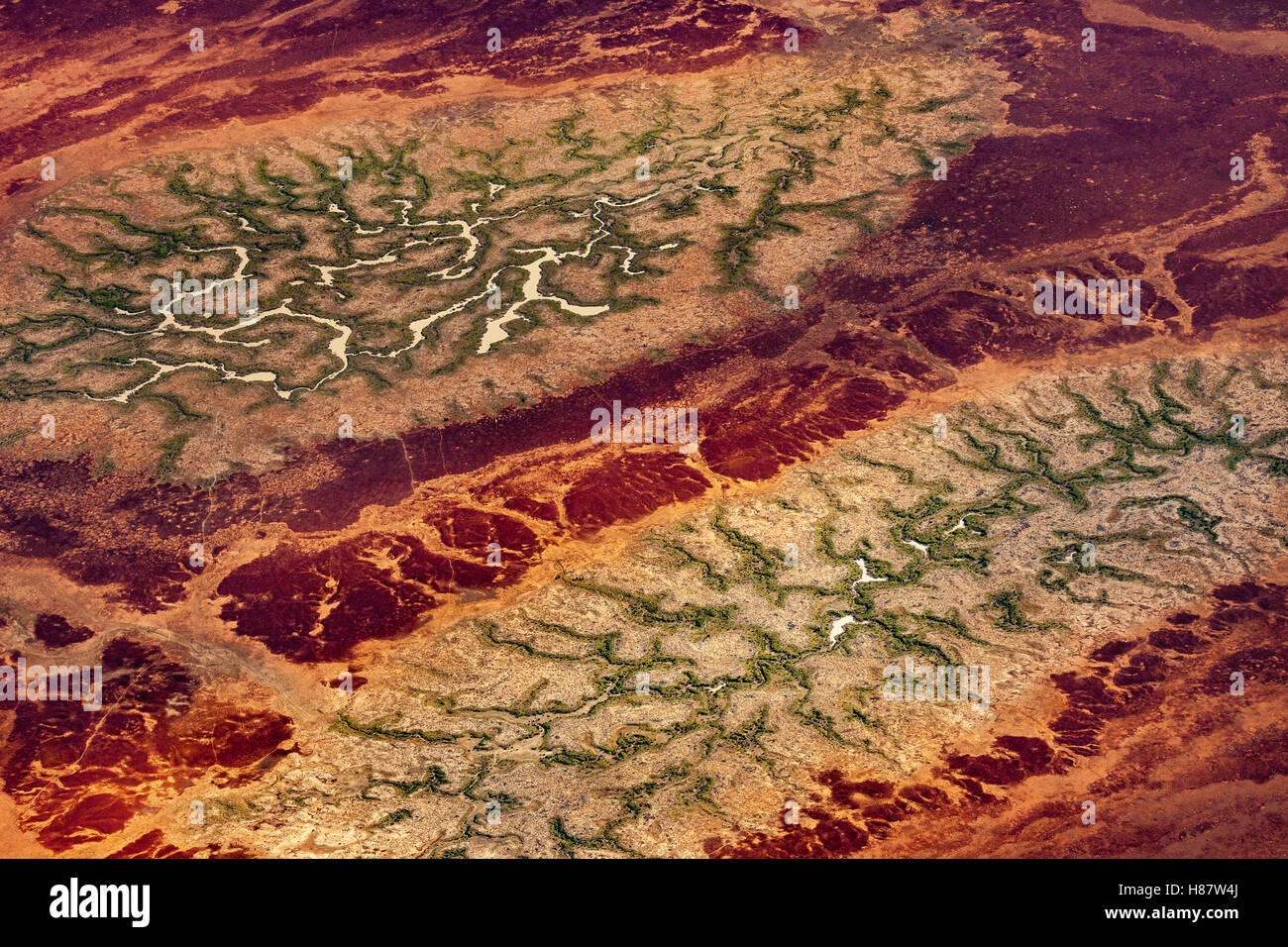 Vegetation patterns and wet ground, Sturt Stony Desert, Queensland ...