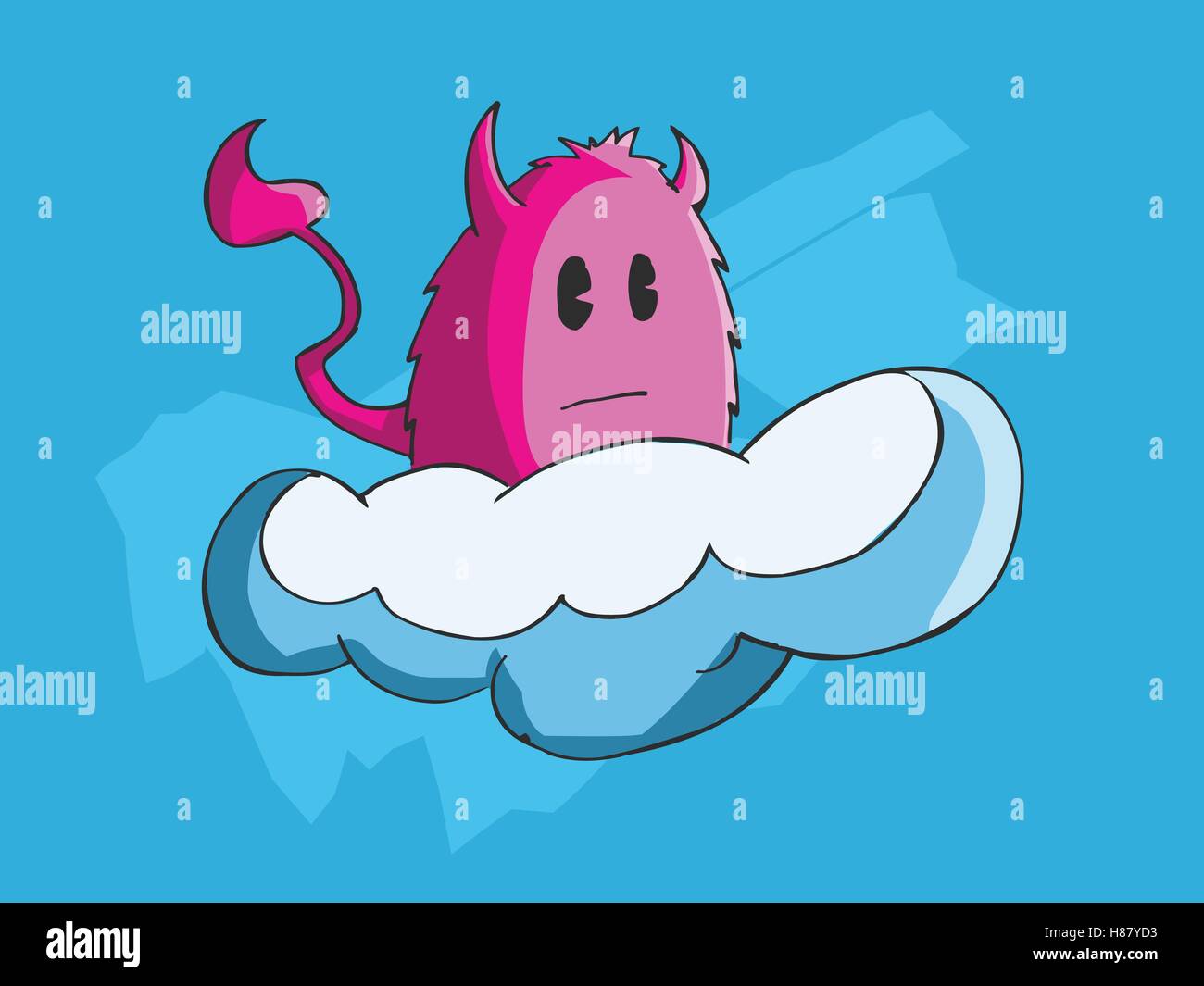 Vector illustration of a monster riding a cloud Stock Vector Image ...