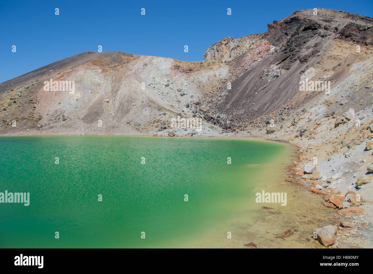 Green lake on a volcano Stock Photo - Alamy