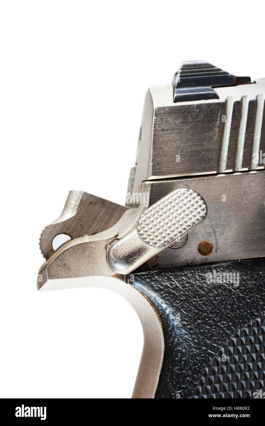 Ambidextrous safety and hammer on a semi automatic handgun Stock Photo ...