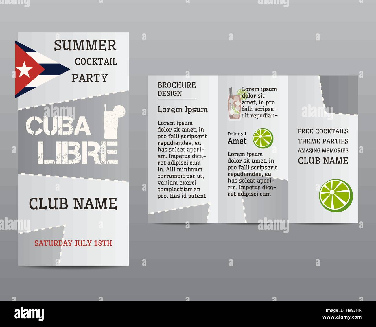 Summer cocktail party flyer invitation template with Cuba Libre ...