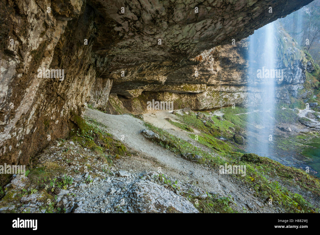 Goriuda waterfall near Chiusaforte, Udine province, Italy. Dolomites ...