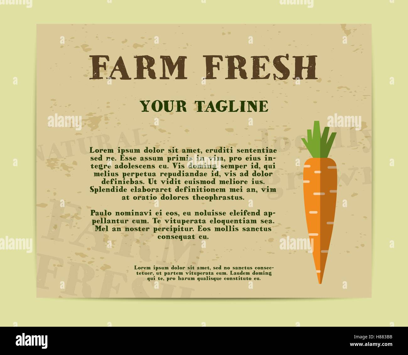 Stylish Farm Fresh poster, template or brochure design with carrot ...