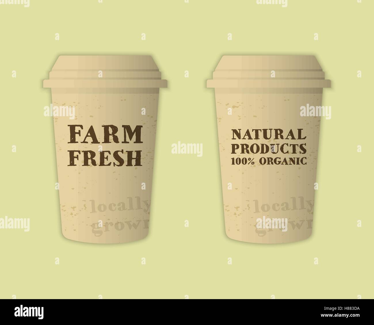 Stylish Farm Fresh paper cups template. Mock up design with shadow ...