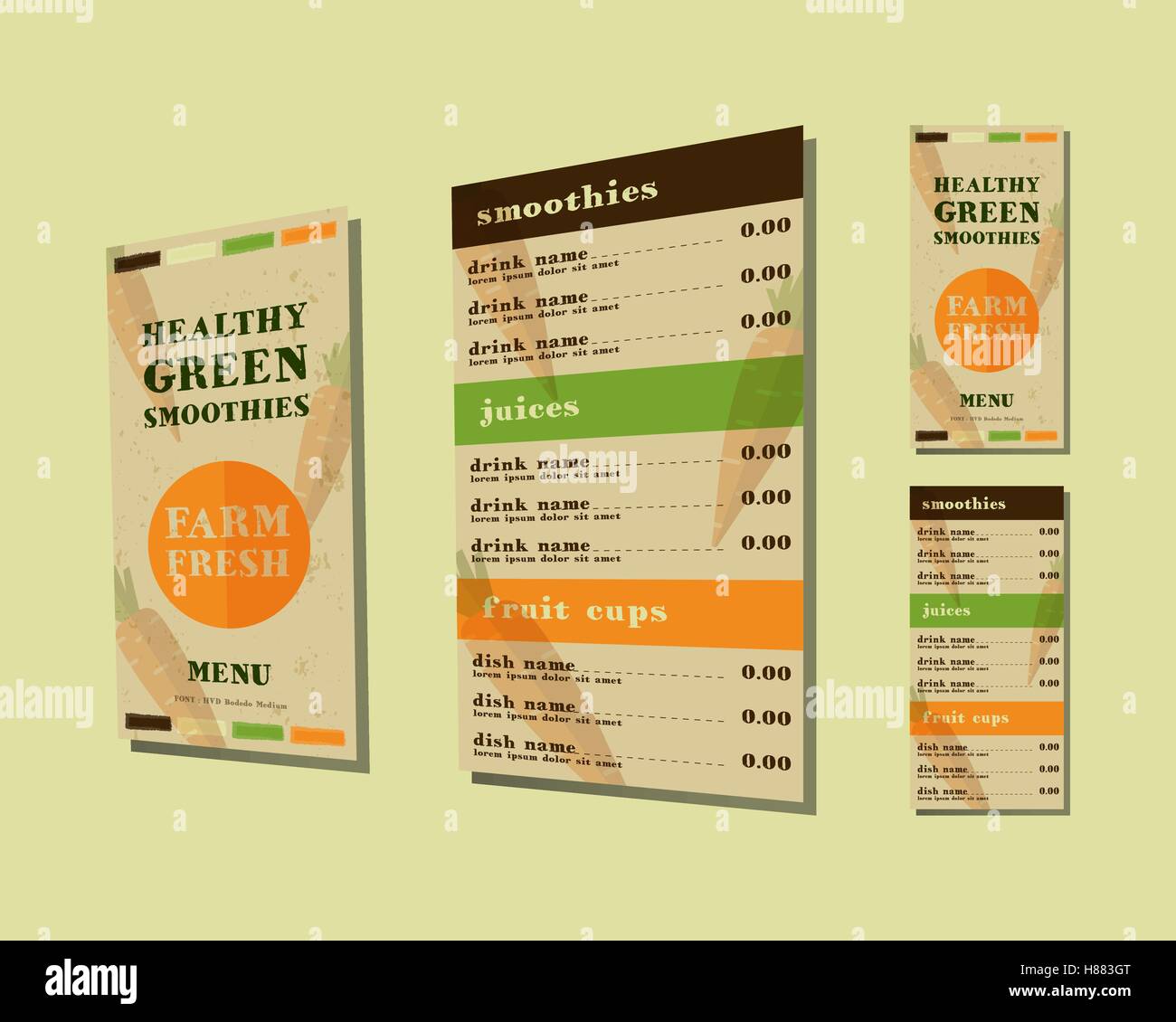Vegetable smoothie menu vector concept. Fresh elements for cafe or ...