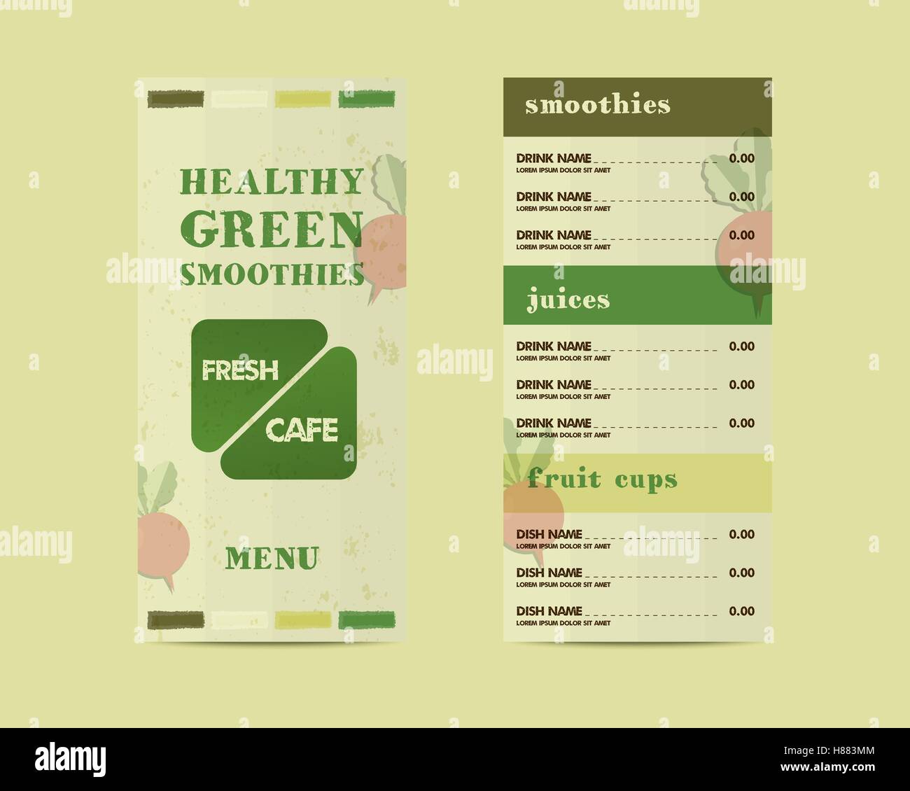 Organic, green cafe menu vector concept. Fresh elements for cafe or ...