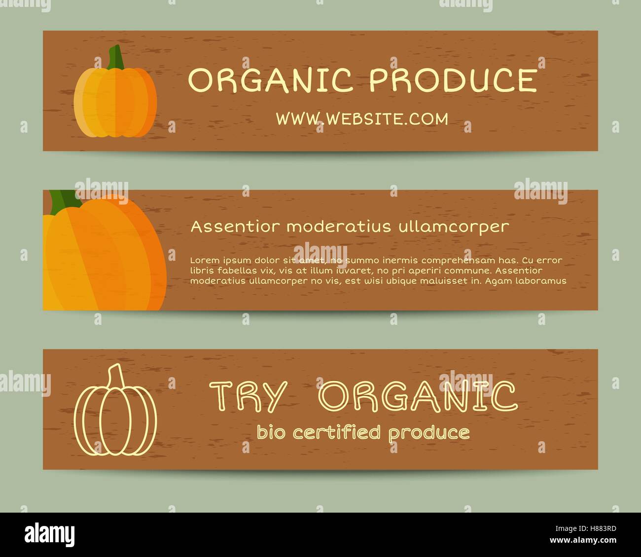 Summer Farm Fresh branding identity elements. Pumpkin banners templates ...