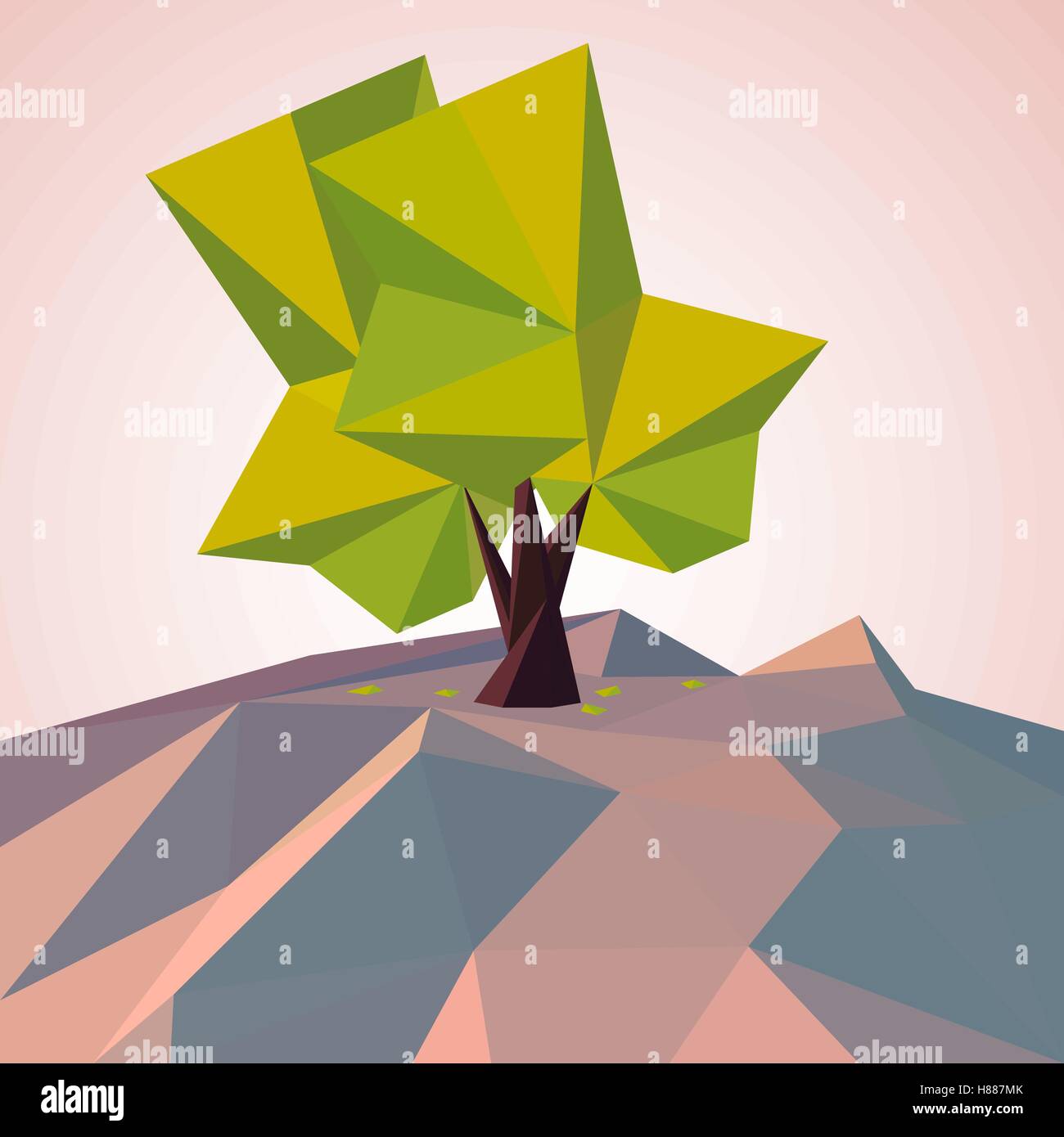 Low poly tree green leaf Stock Vector Images - Alamy