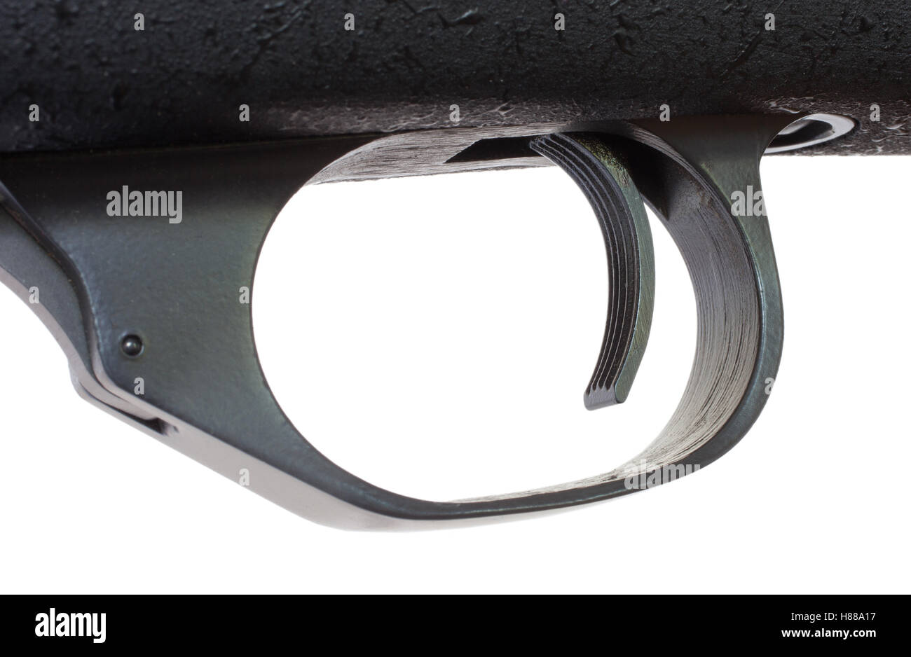 Metal rifle trigger that has serrations to ensure a good grip Stock ...