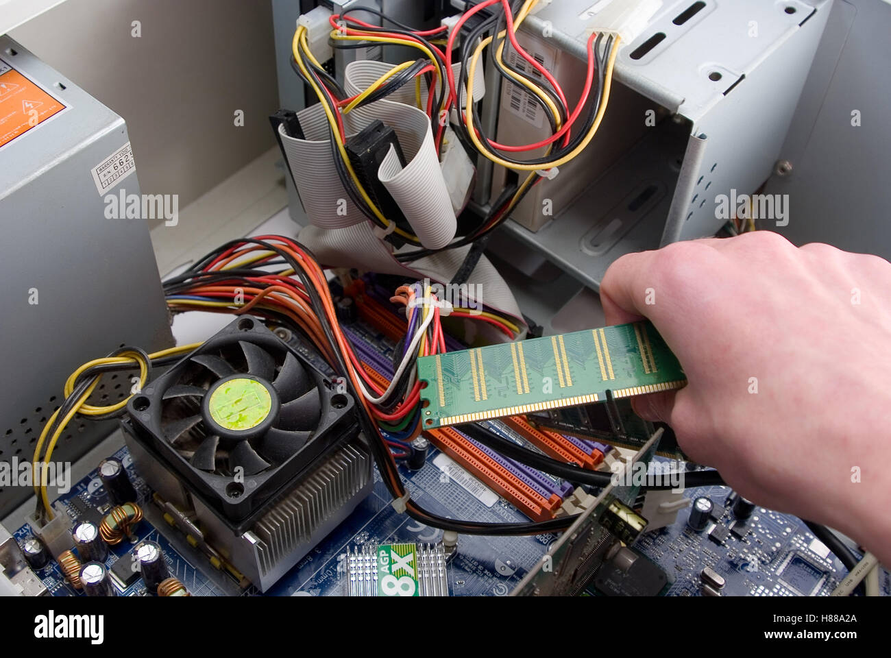 Computer upgrade, installation of computer details close up Stock Photo ...