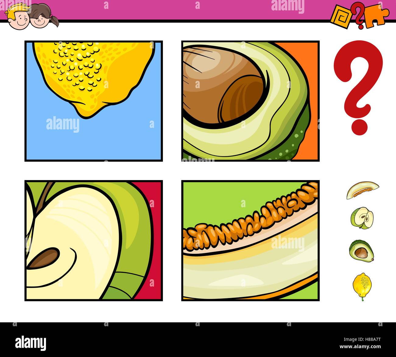 Cartoon Illustration of Educational Activity Task of Guessing Fruits ...