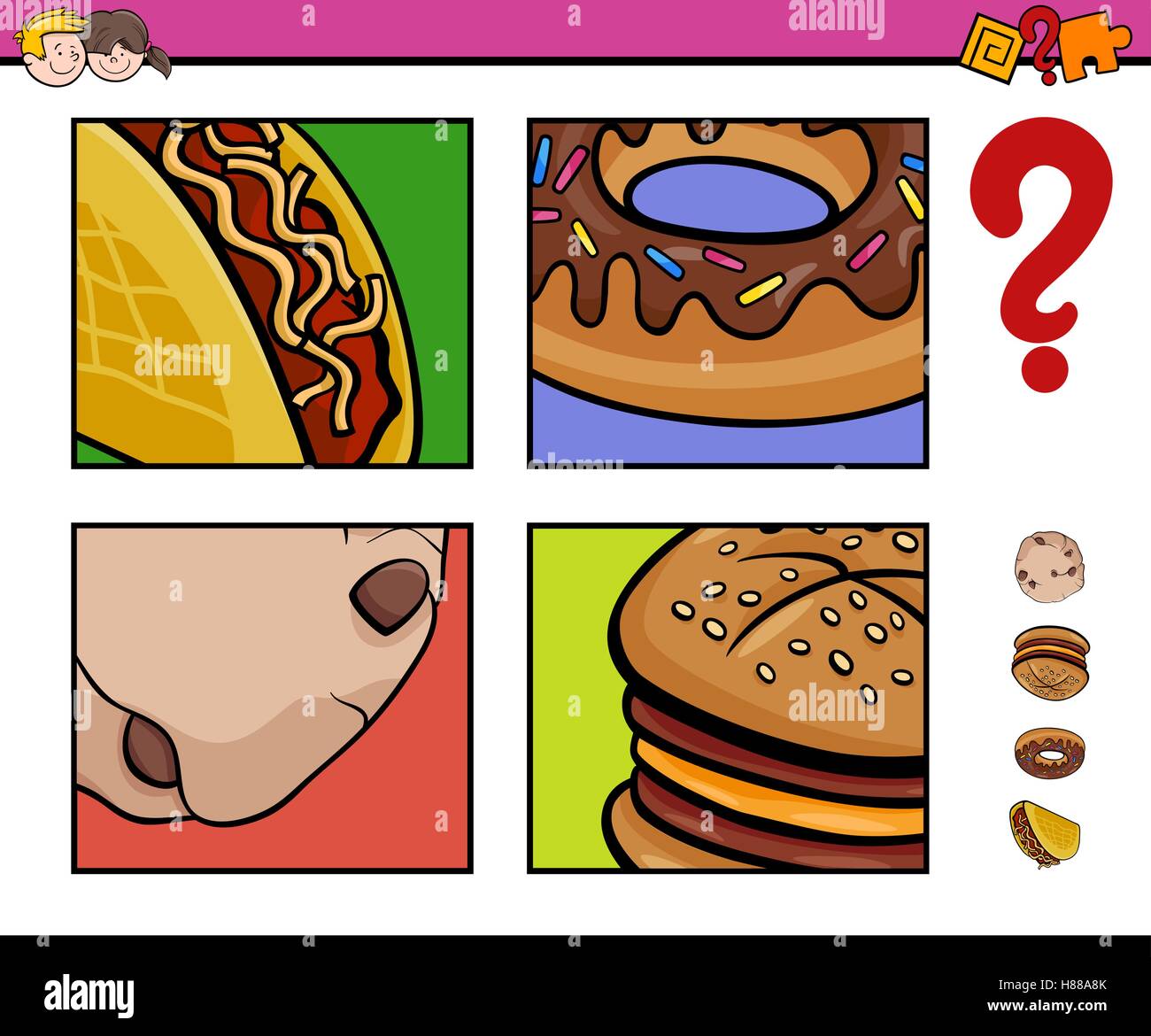 Cartoon Illustration of Educational Activity Task of Guessing Food ...