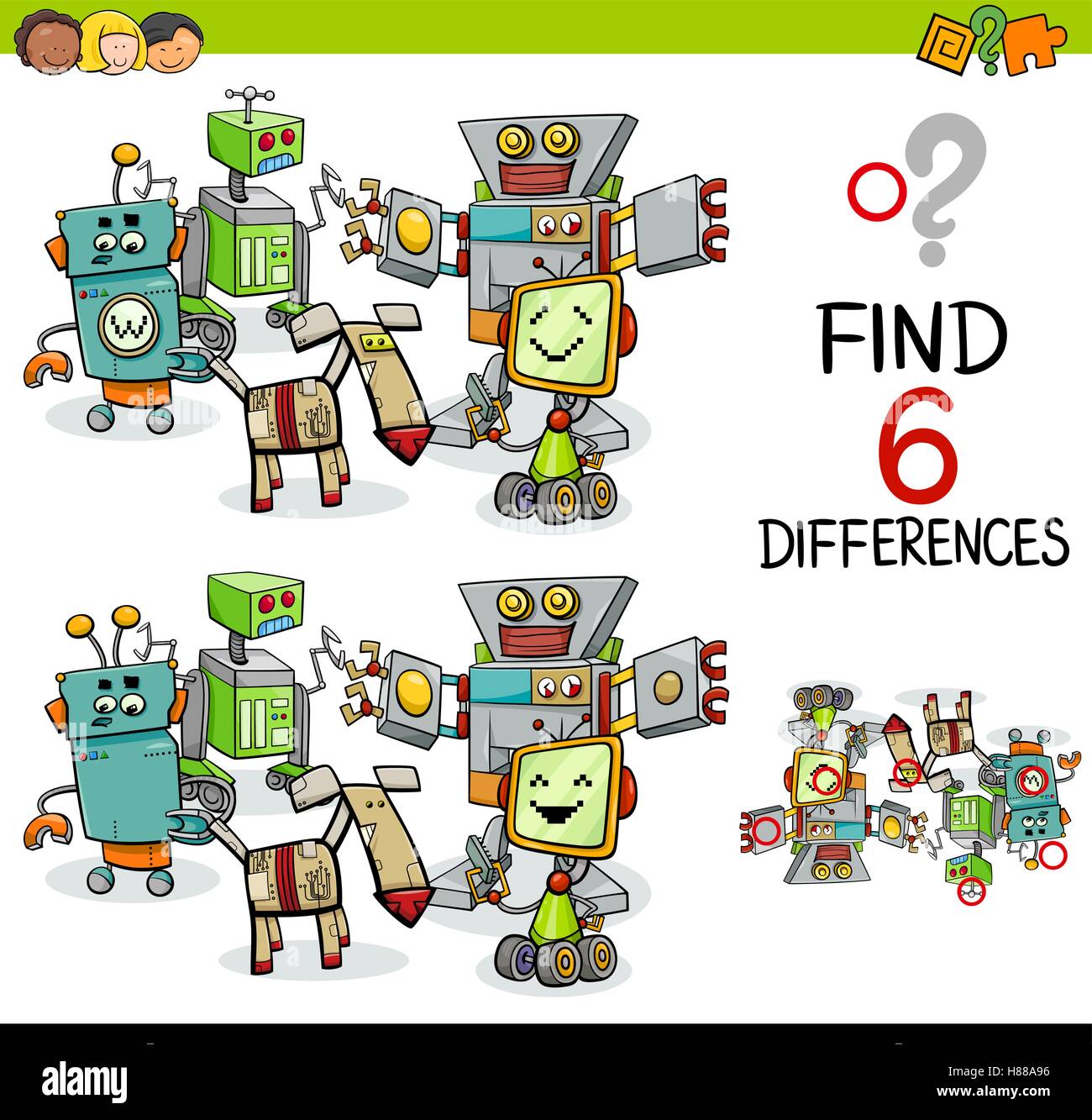 Cartoon Illustration of Finding the Difference Educational Activity for ...