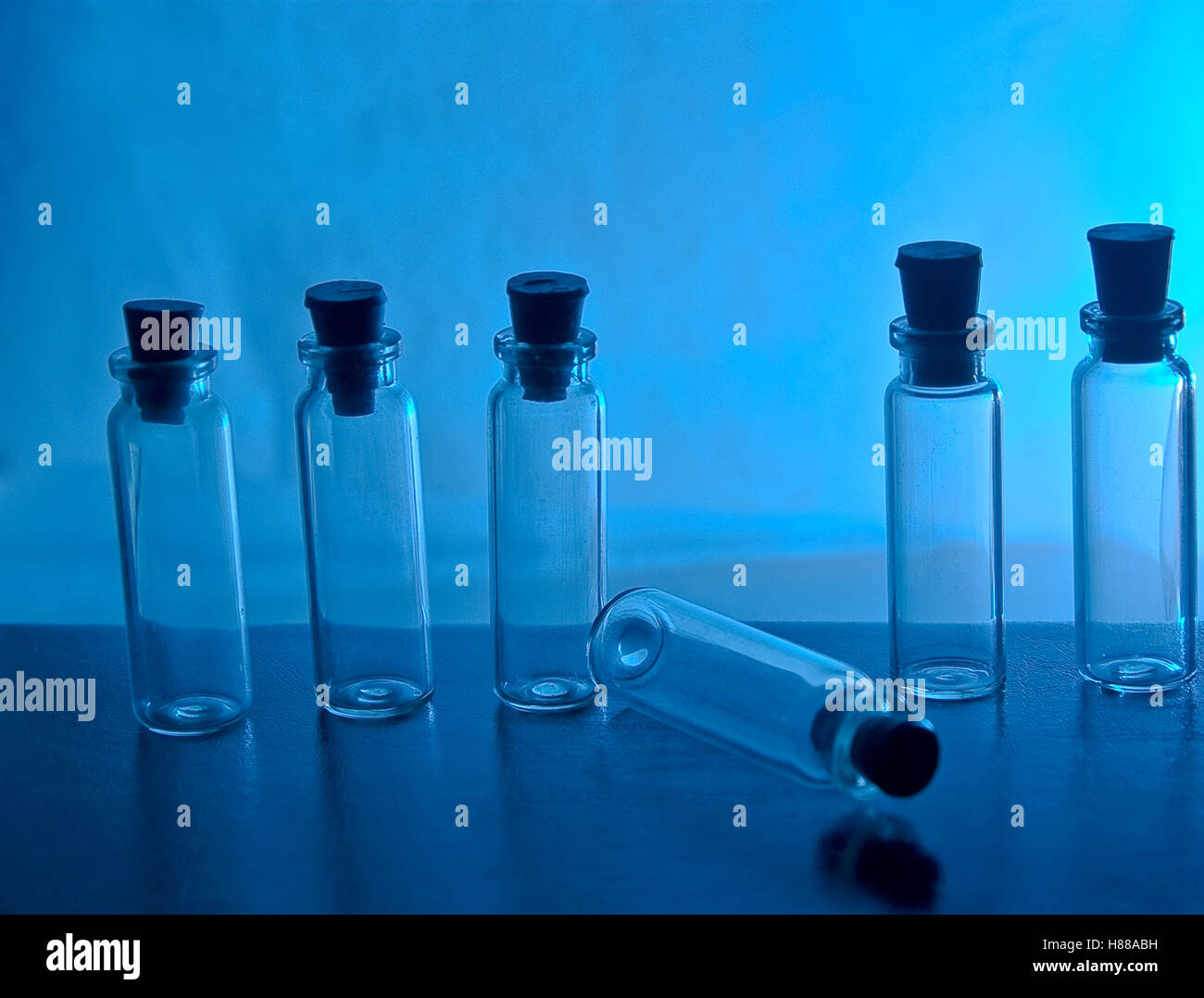 Laboratory flasks close up in different combinations Stock Photo - Alamy