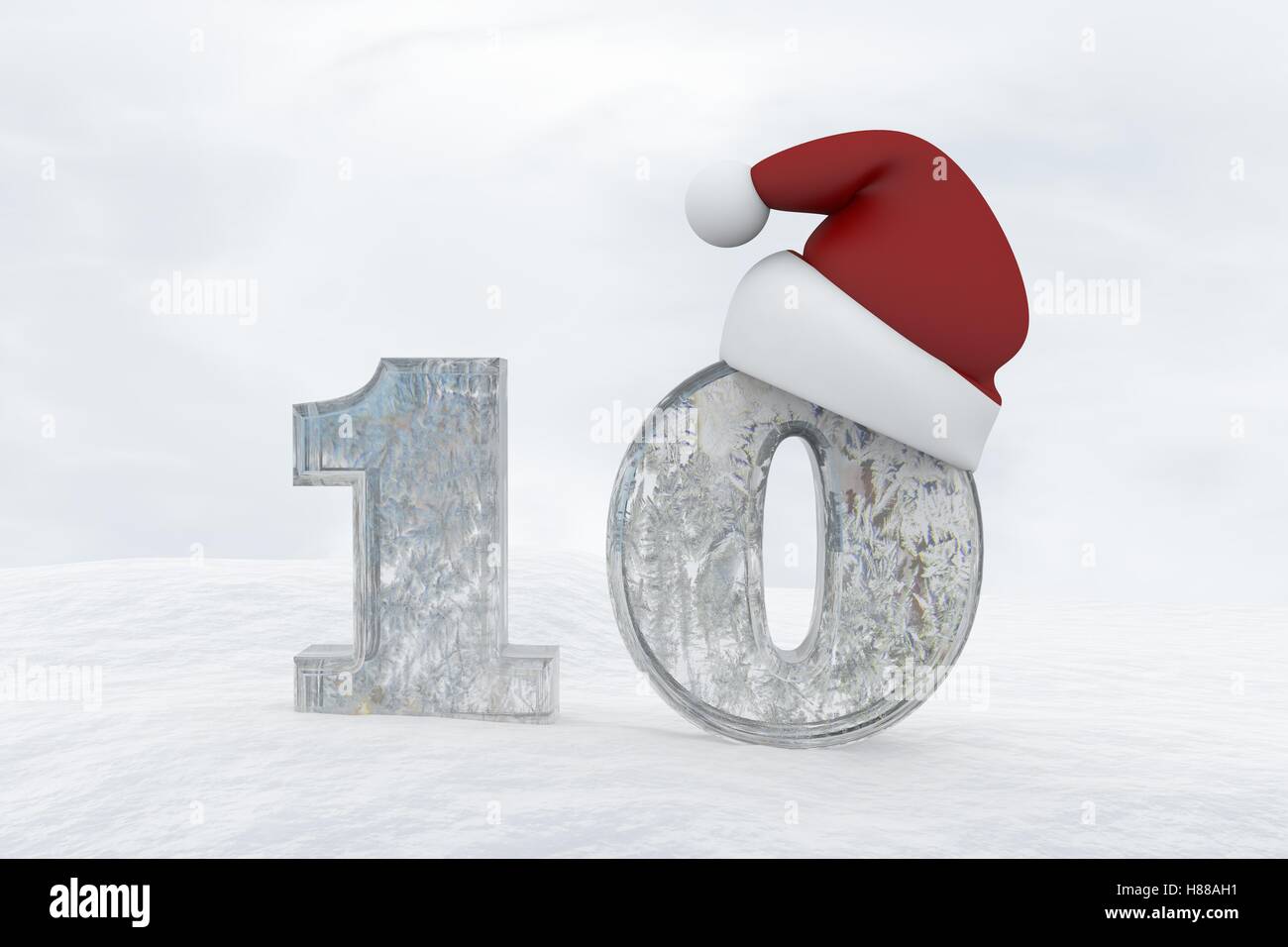 Ice Number 10 with christmas hat 3d rendering illustration Stock Photo ...