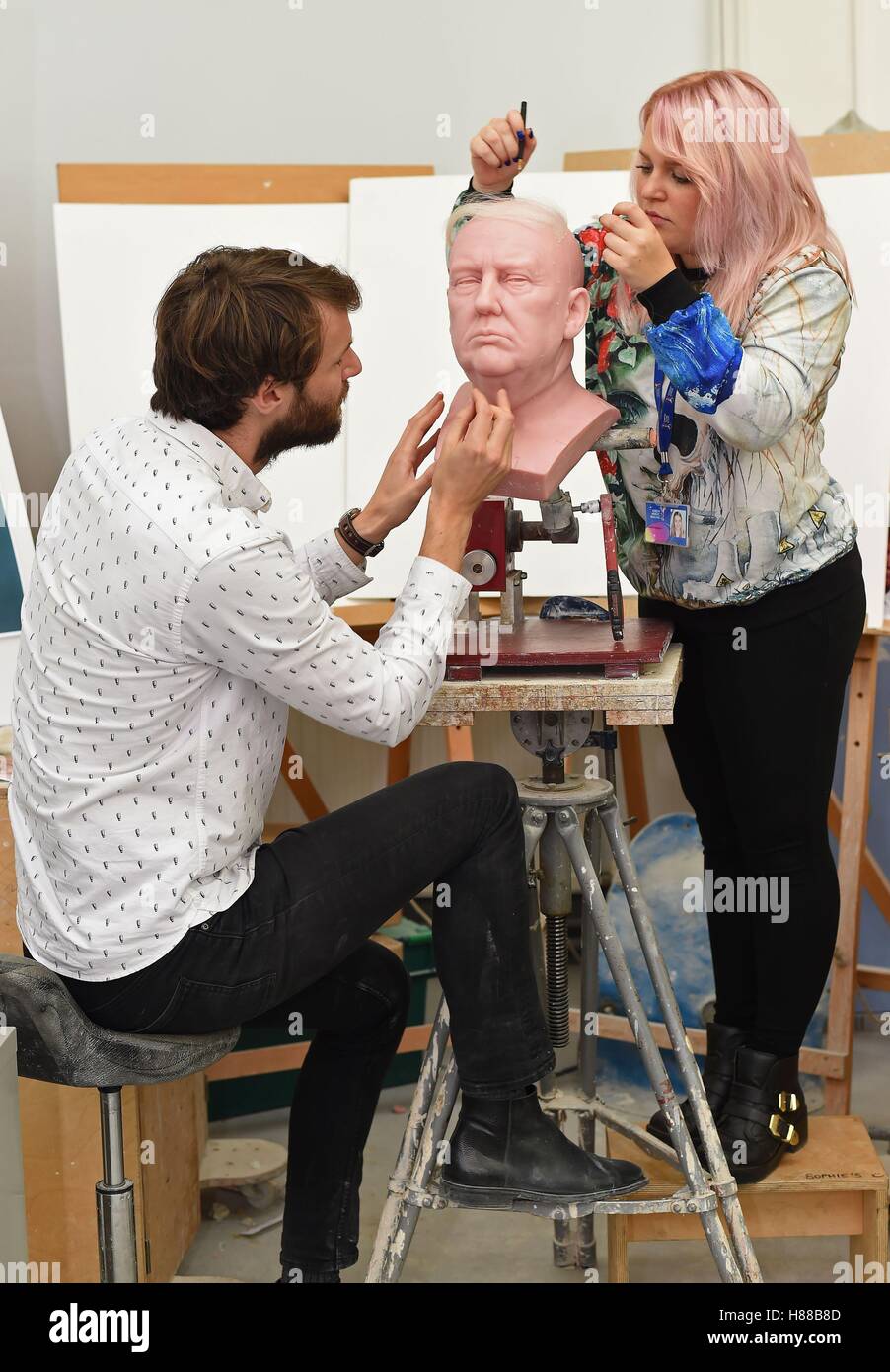 Principal Sculptor David Gardner and Sophie Crudgington work on an ...