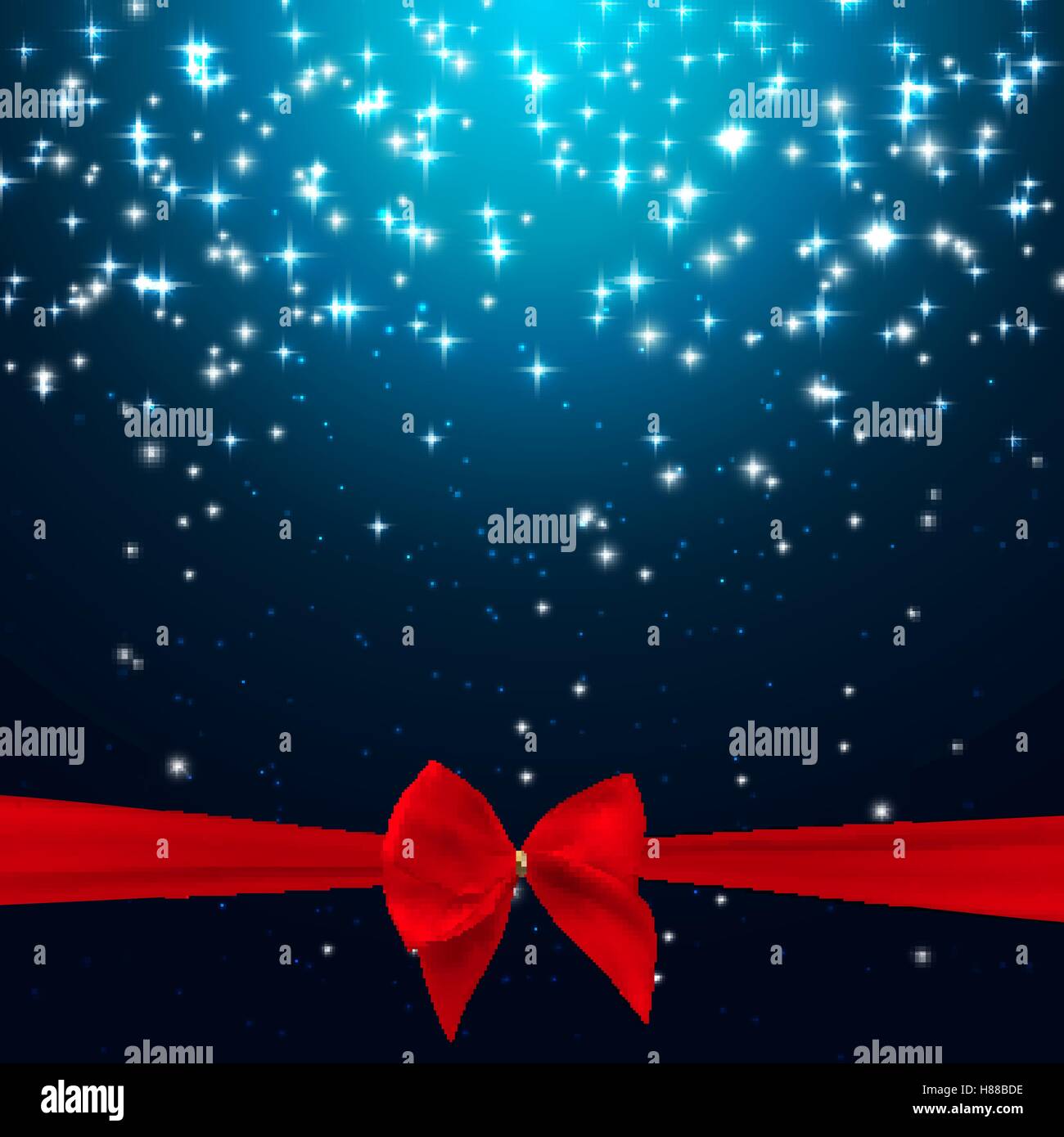 Star Shiny Sky with Ribbon and Bow Vector Illustration Backgroun Stock ...