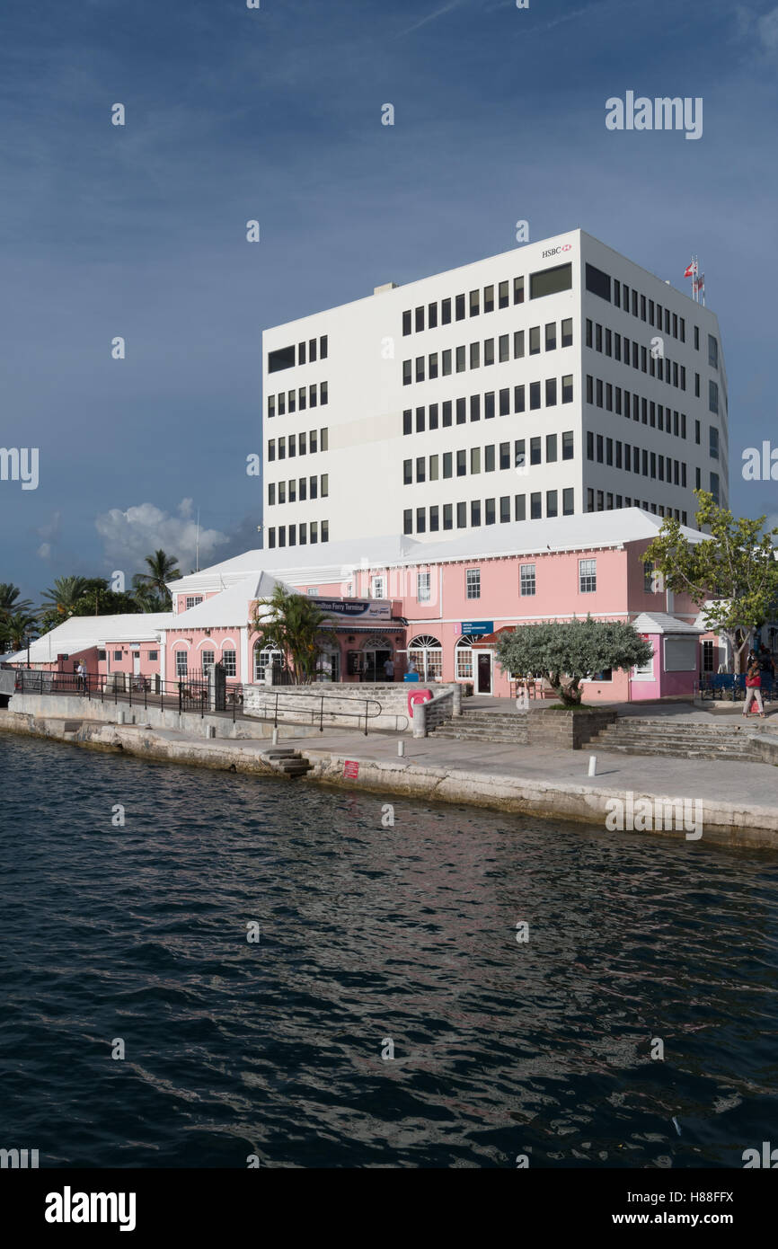 Hamilton Ferry Terminal & HSBC offices, Bermuda Stock Photo - Alamy