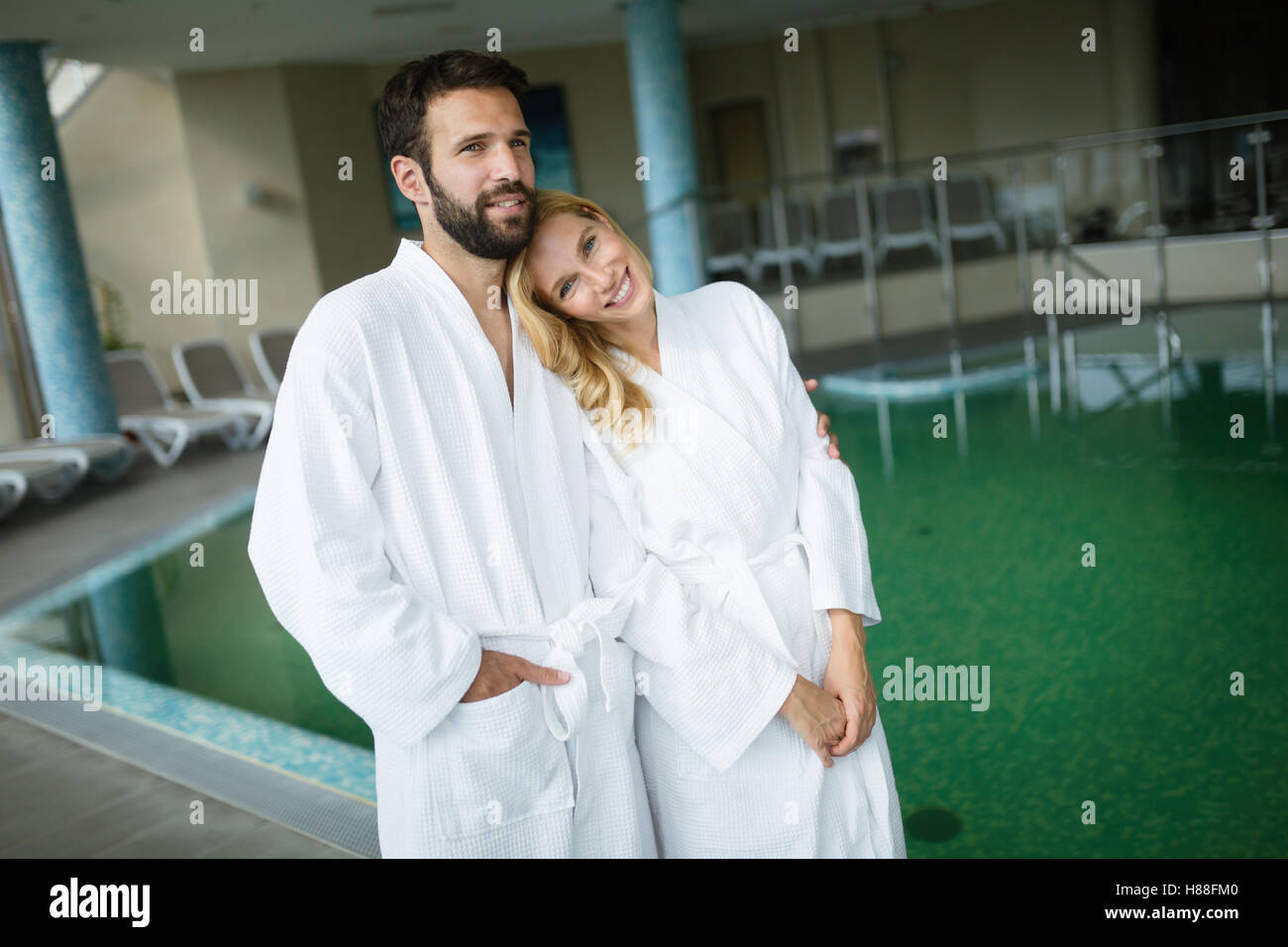 Beautiful couple enjoying spa wellness treatments Stock Photo - Alamy