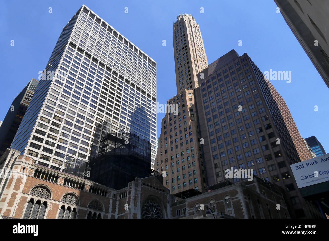 New York, United States. August 25th 2016. Tall skyscrapers shot from ...