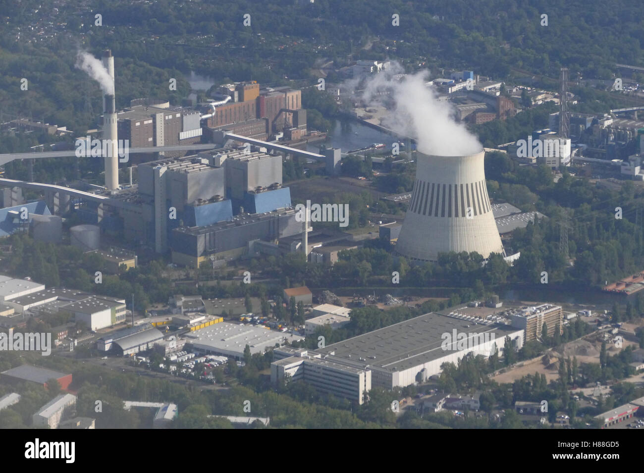 BERLIN, GERMANY. SEPTEMBER 2ND 2016 - Aerial view of power plant ...