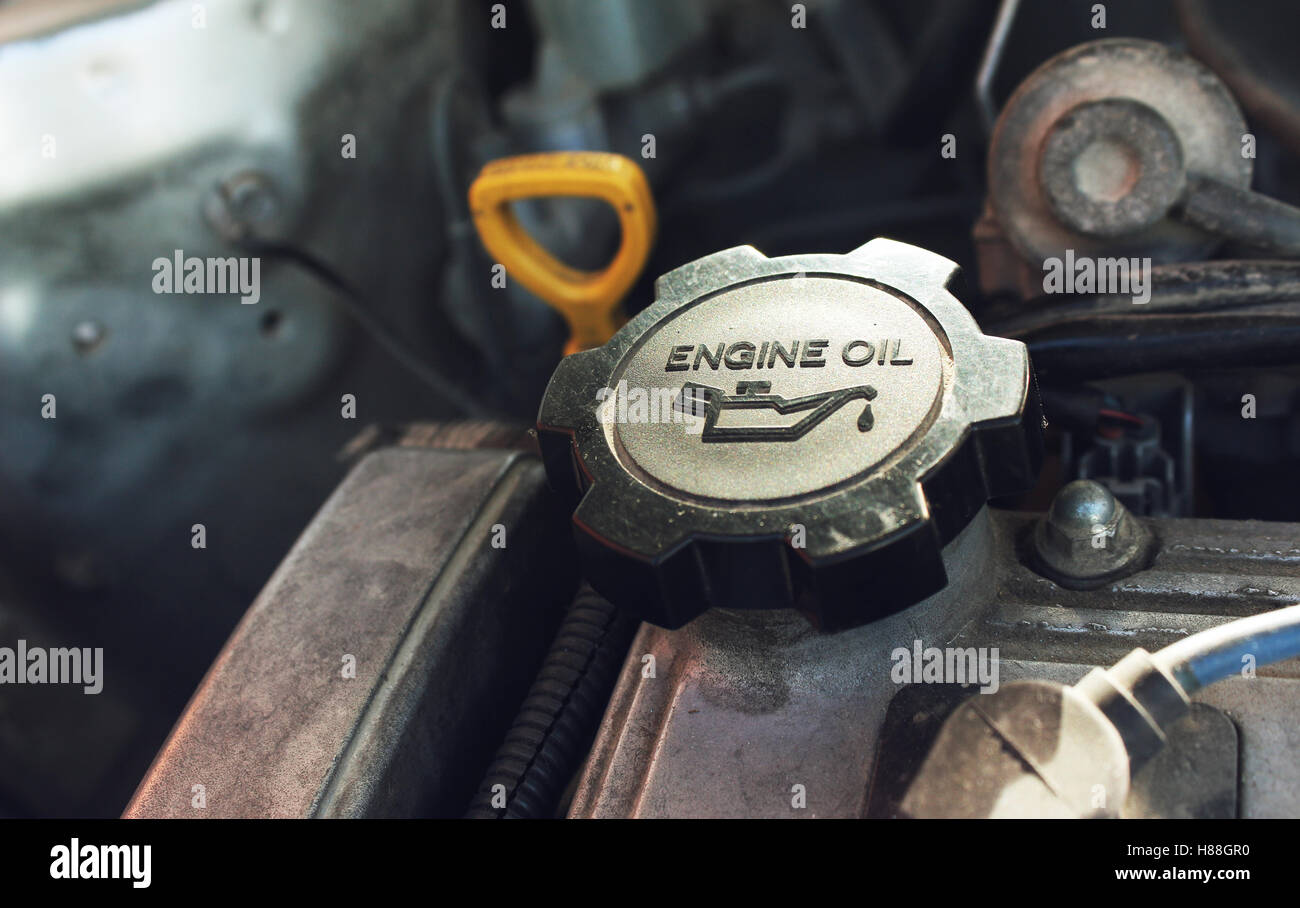 The cover oil filler neck of the car Stock Photo - Alamy