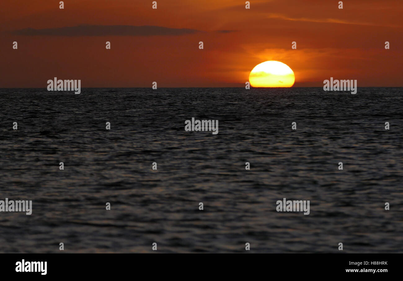 Incredibly beautiful sunset at Caribbean near the Equator at the azure ...