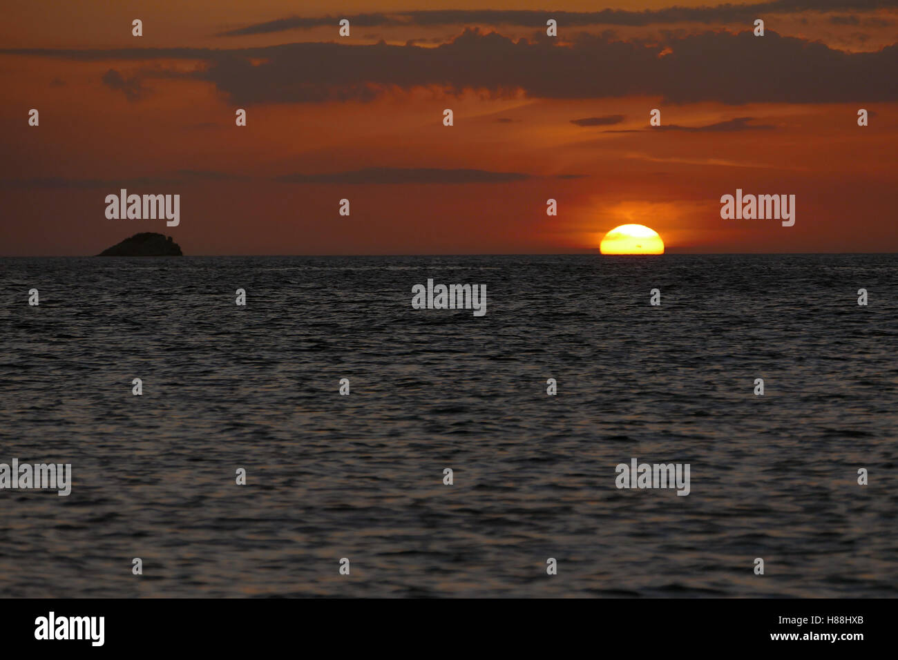 Incredibly beautiful sunset at Caribbean near the Equator at the azure ...