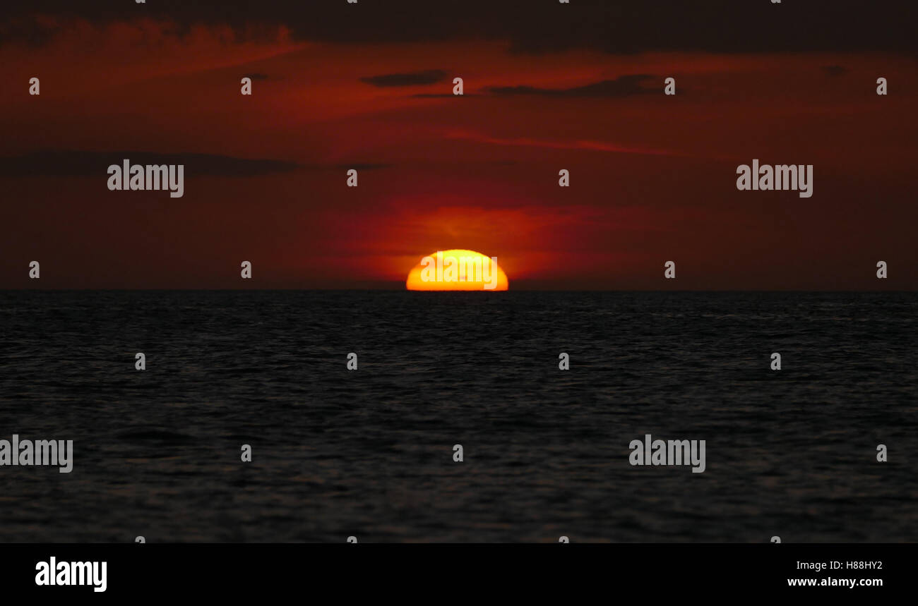 Incredibly beautiful sunset at Caribbean near the Equator at the azure ...