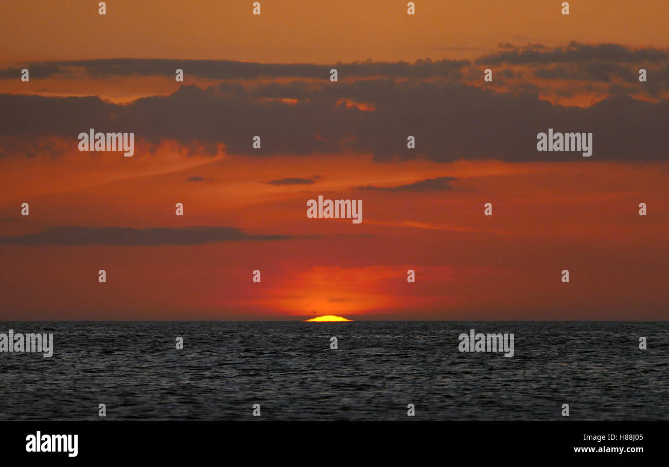 Incredibly beautiful sunset at Caribbean near the Equator at the azure ...