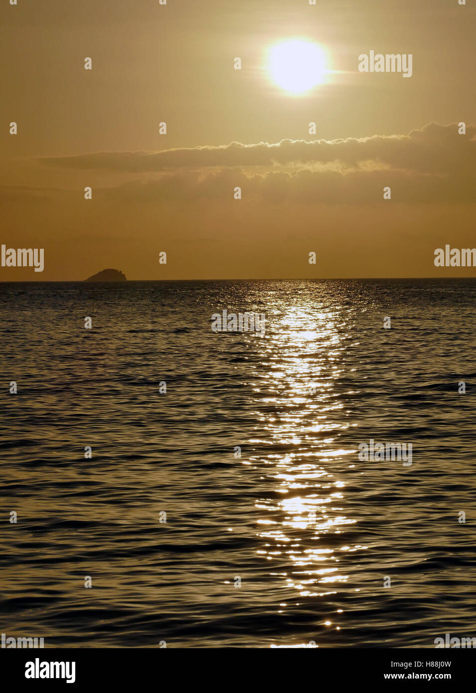 Incredibly beautiful sunset at Caribbean near the Equator at the azure ...