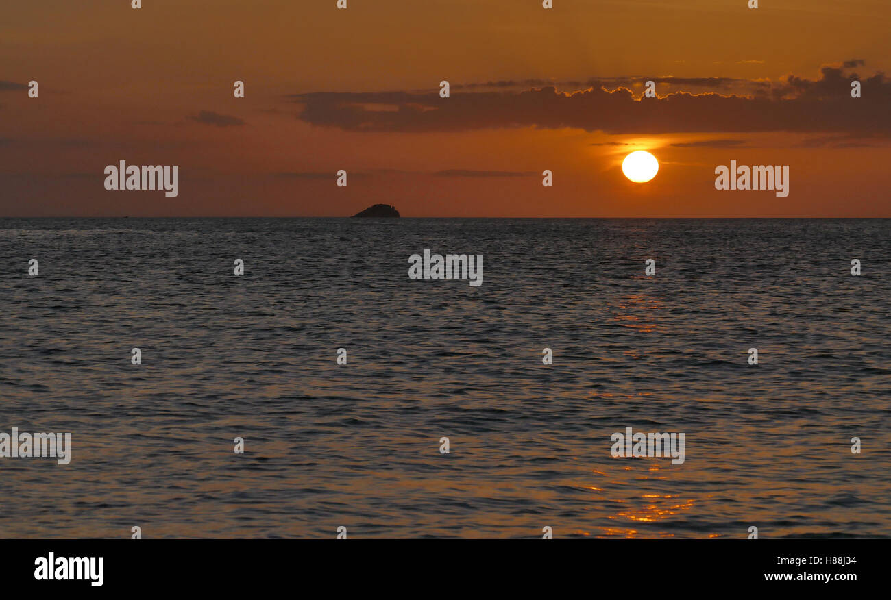 Incredibly beautiful sunset at Caribbean near the Equator at the azure ...
