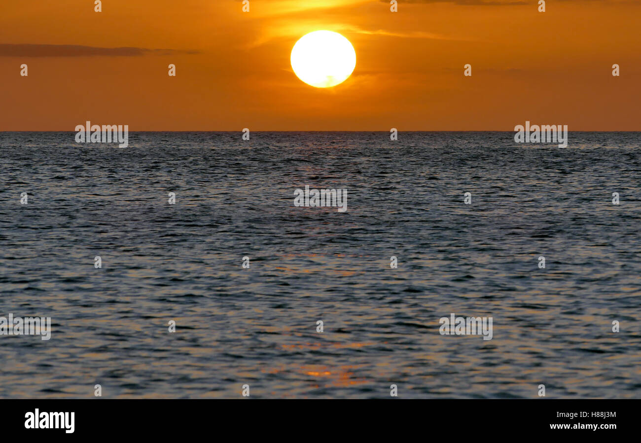 Incredibly beautiful sunset at Caribbean near the Equator at the azure ...