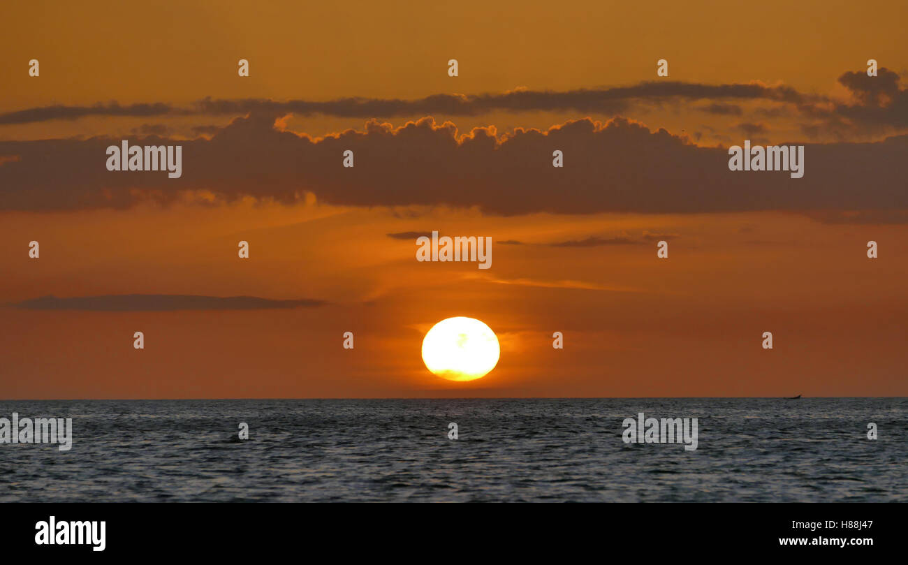 Incredibly beautiful sunset at Caribbean near the Equator at the azure ...