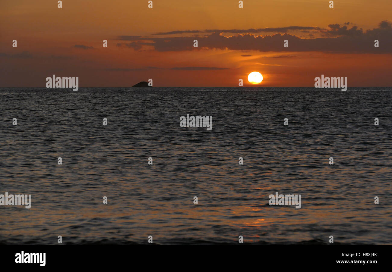 Incredibly beautiful sunset at Caribbean near the Equator at the azure ...