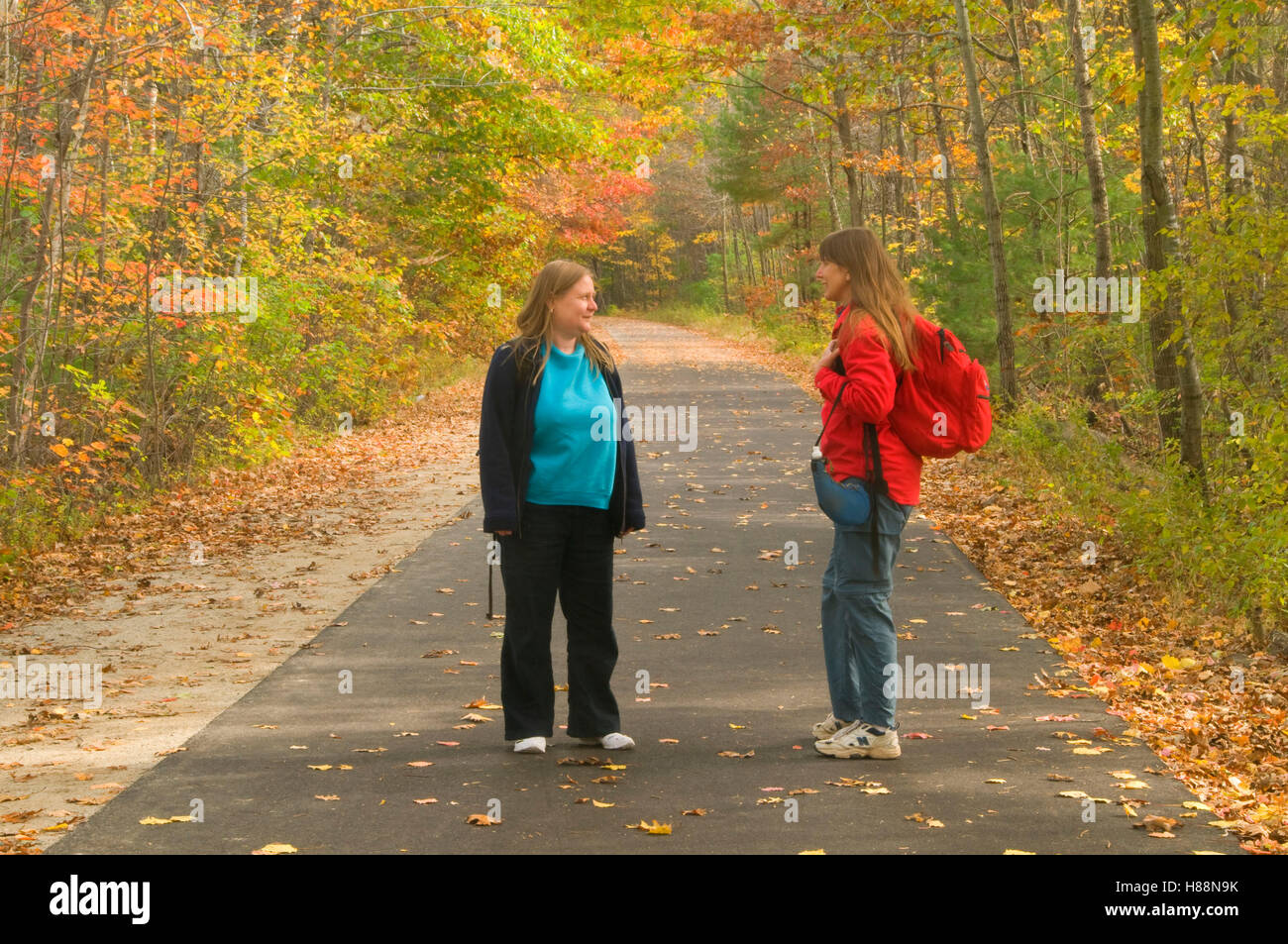 Hikers on rail trail, Windham Rail Trail, New Hampshire Stock Photo - Alamy