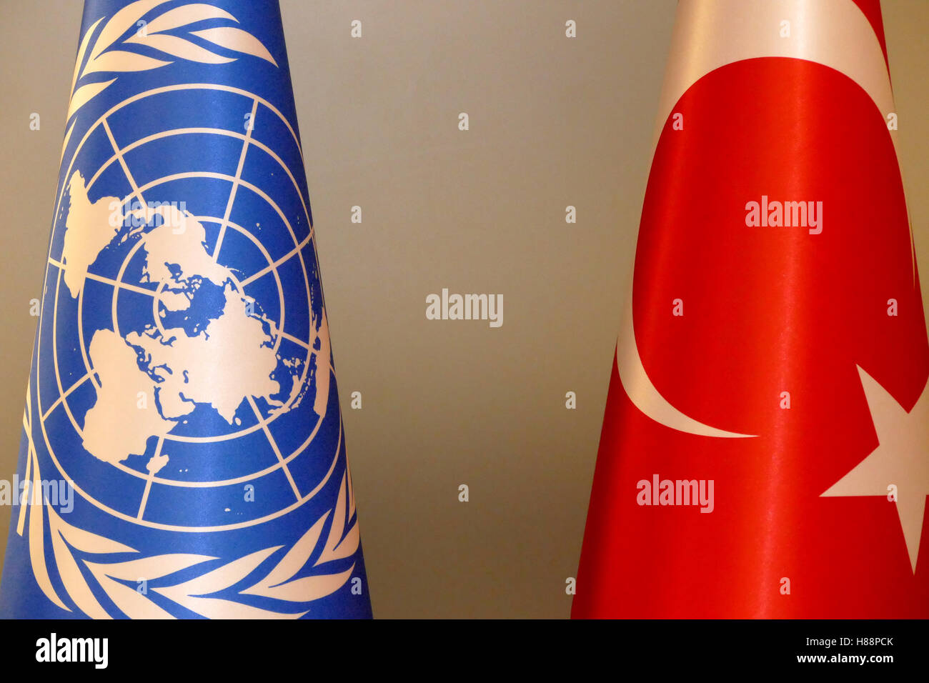 Turkish and UN ceremonial flag Stock Photo - Alamy