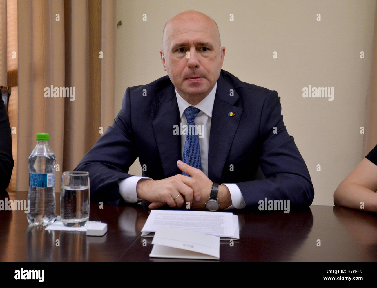 Chisinau, Moldova. October 6th 2016 - Prime minister of Moldova, Pavel ...