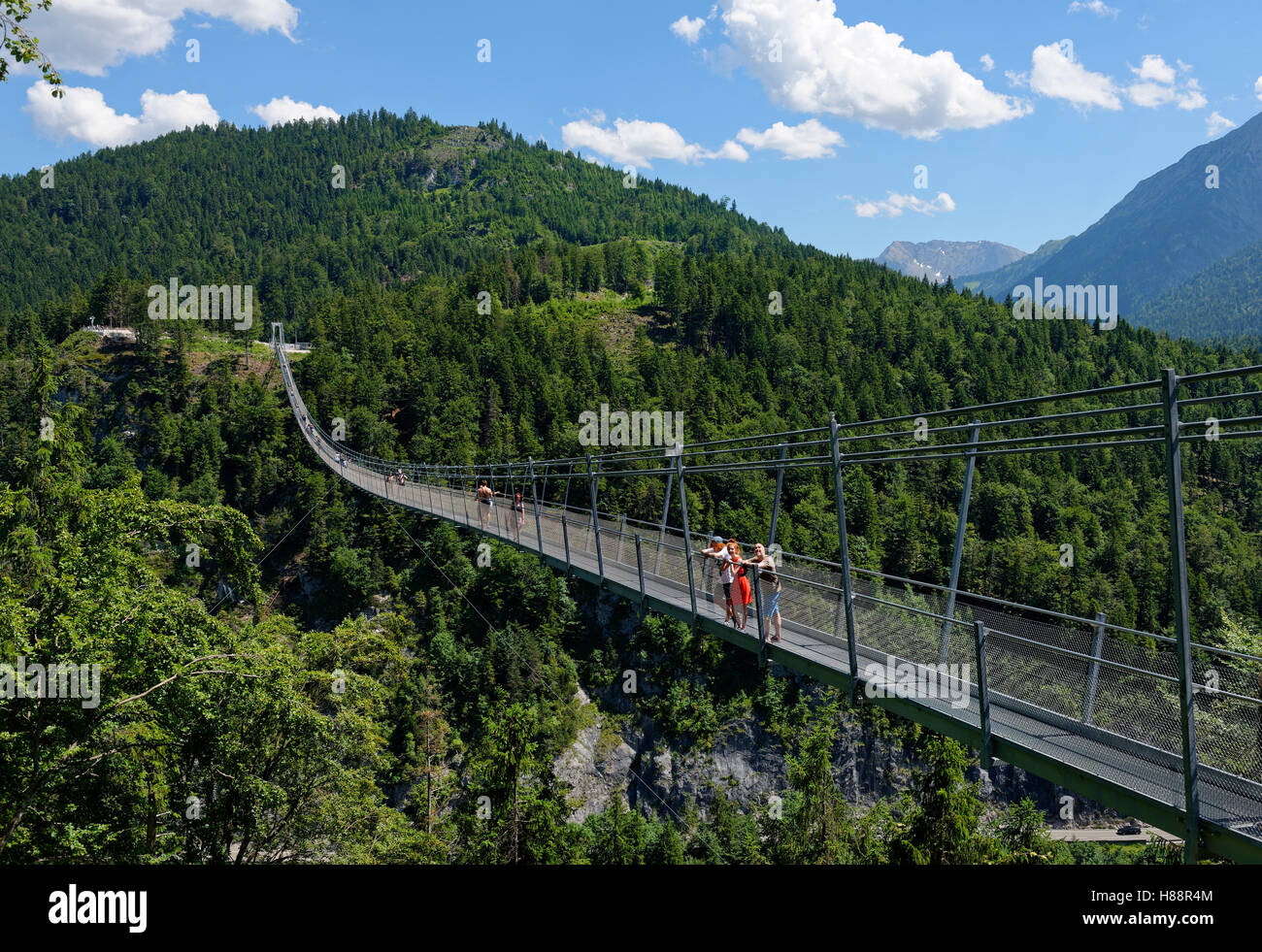 Pedestrians, suspension bridge, Highline179, Reutte, Tyrol, Austria ...