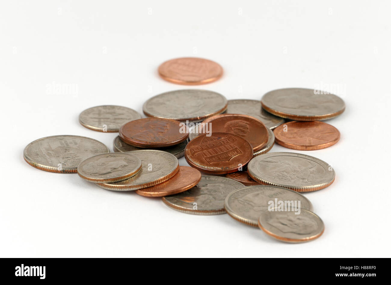 US coins isolated on white background Stock Photo - Alamy