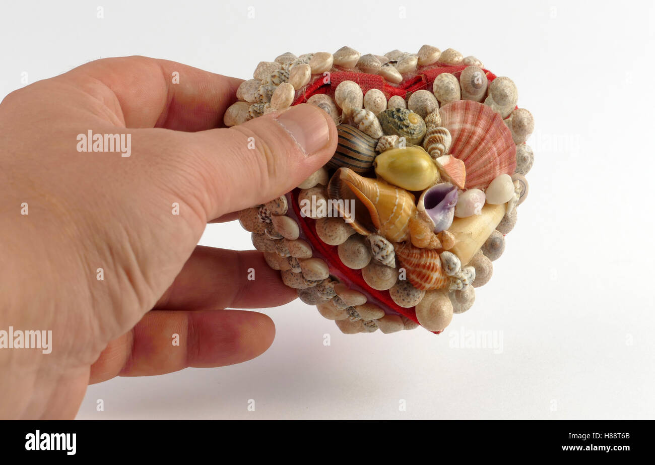 Seashell heart isolated Stock Photo - Alamy