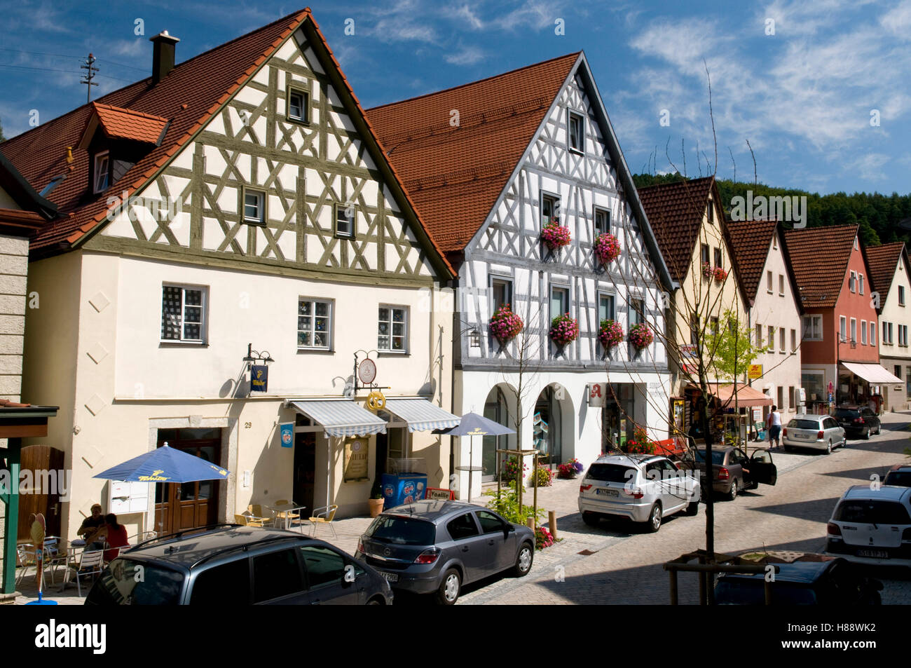 Half-timbered houses in the center of Pottenstein, Naturpark ...